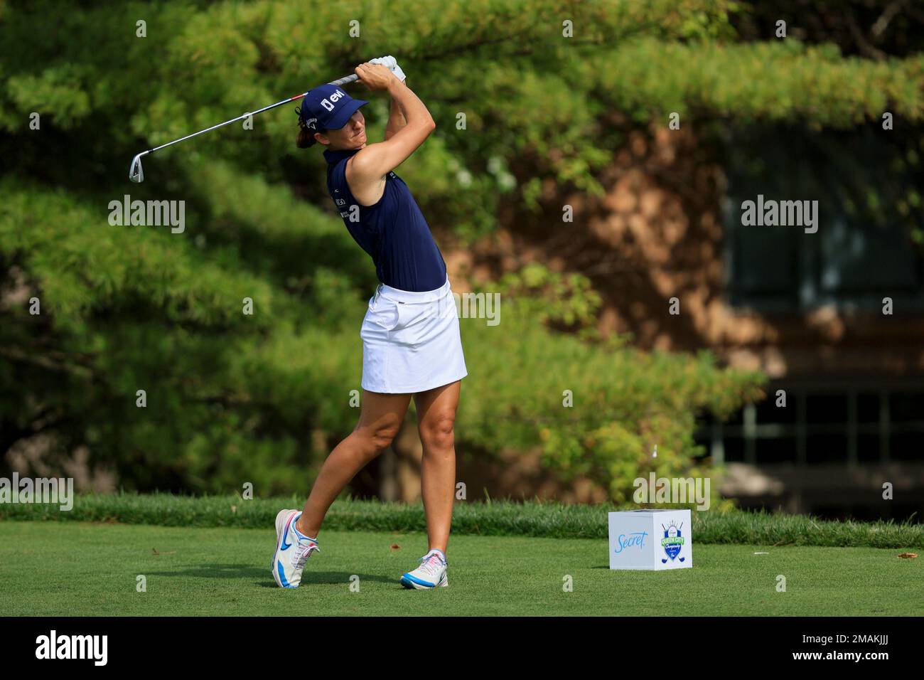 Anne Van Dam, of the Netherlands, drives from the fifth tee during the ...