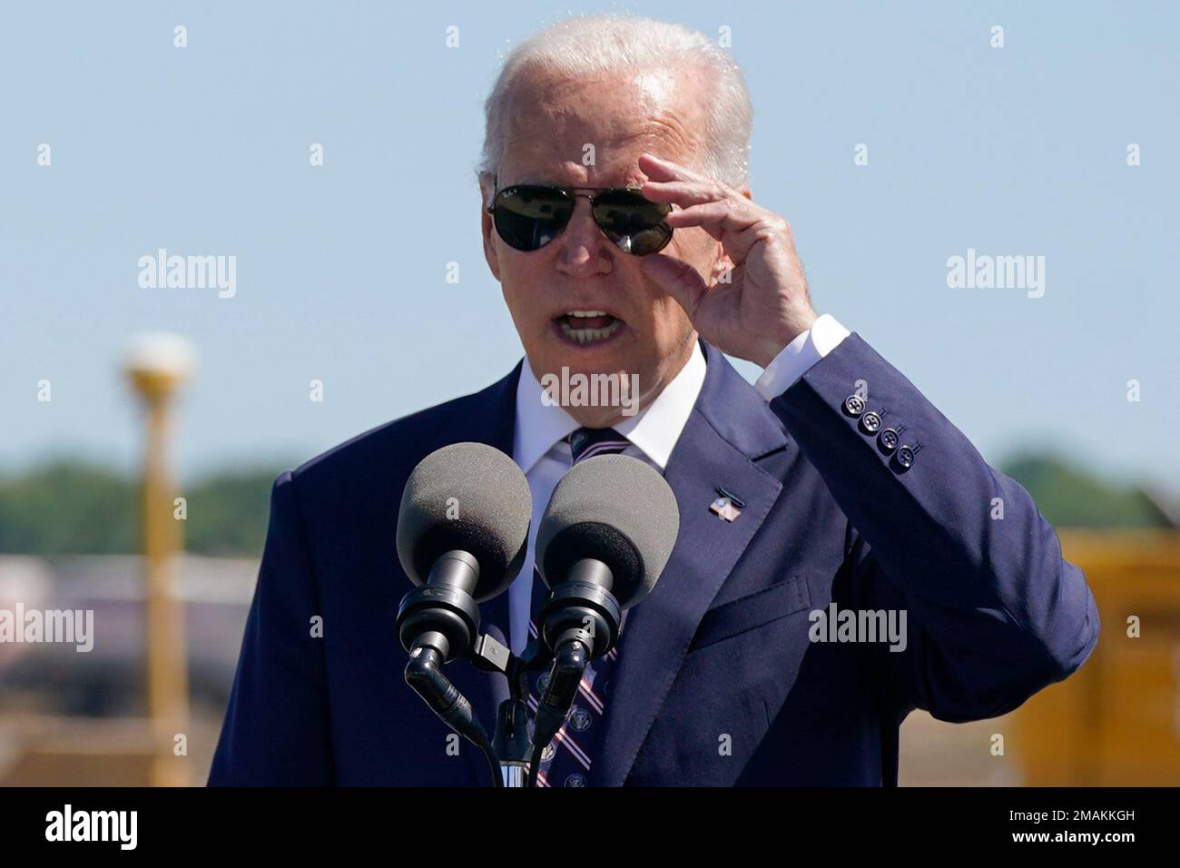 President Joe Biden speaks during a groundbreaking for a new Intel ...