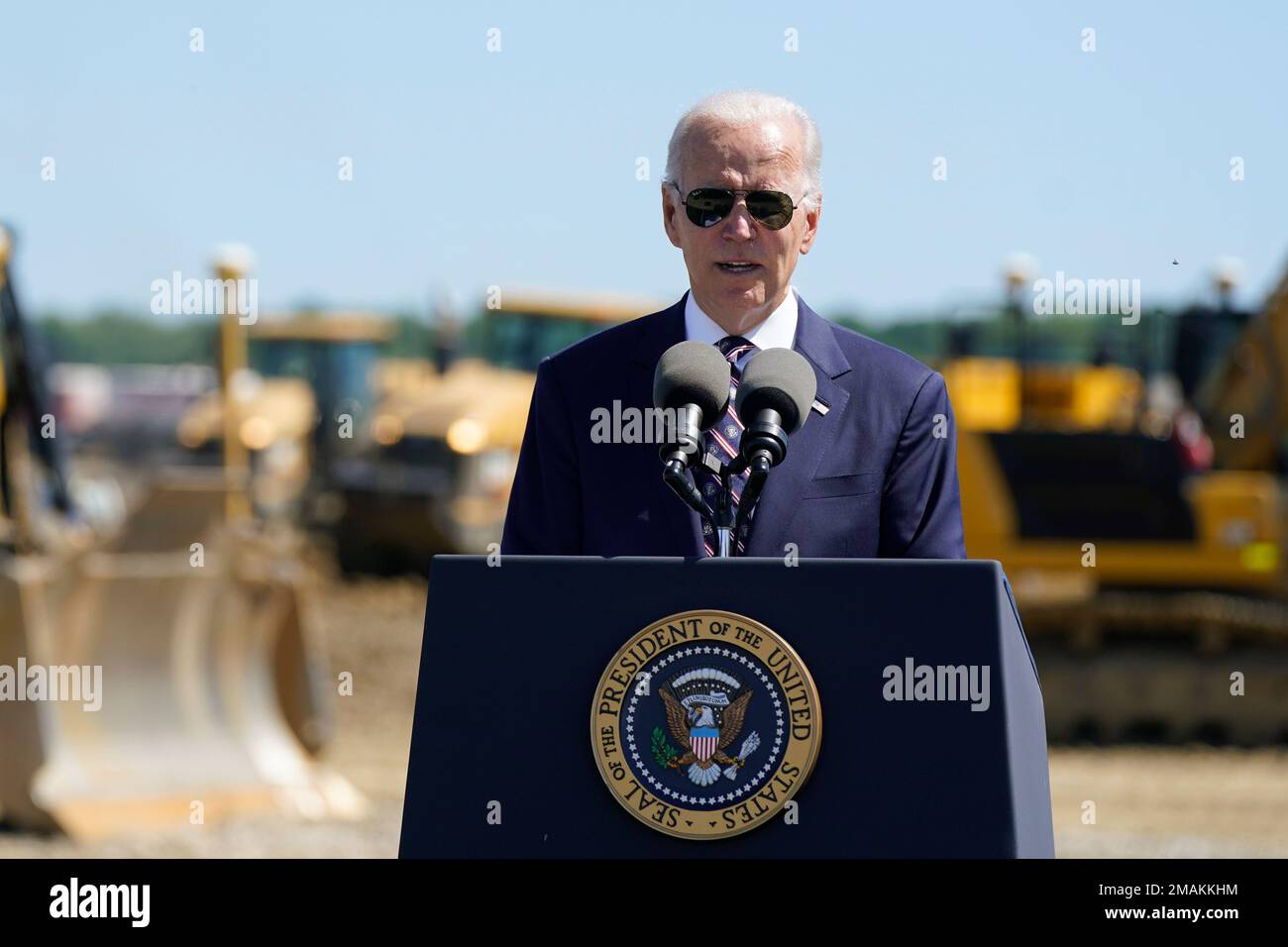 President Joe Biden speaks during a groundbreaking for a new Intel ...