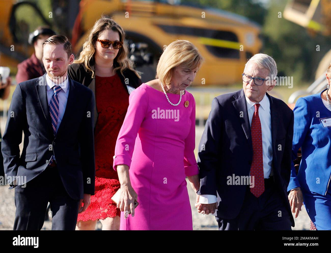 Gov. Mike DeWine of Ohio, right, arrives with his wife Fran before the ...
