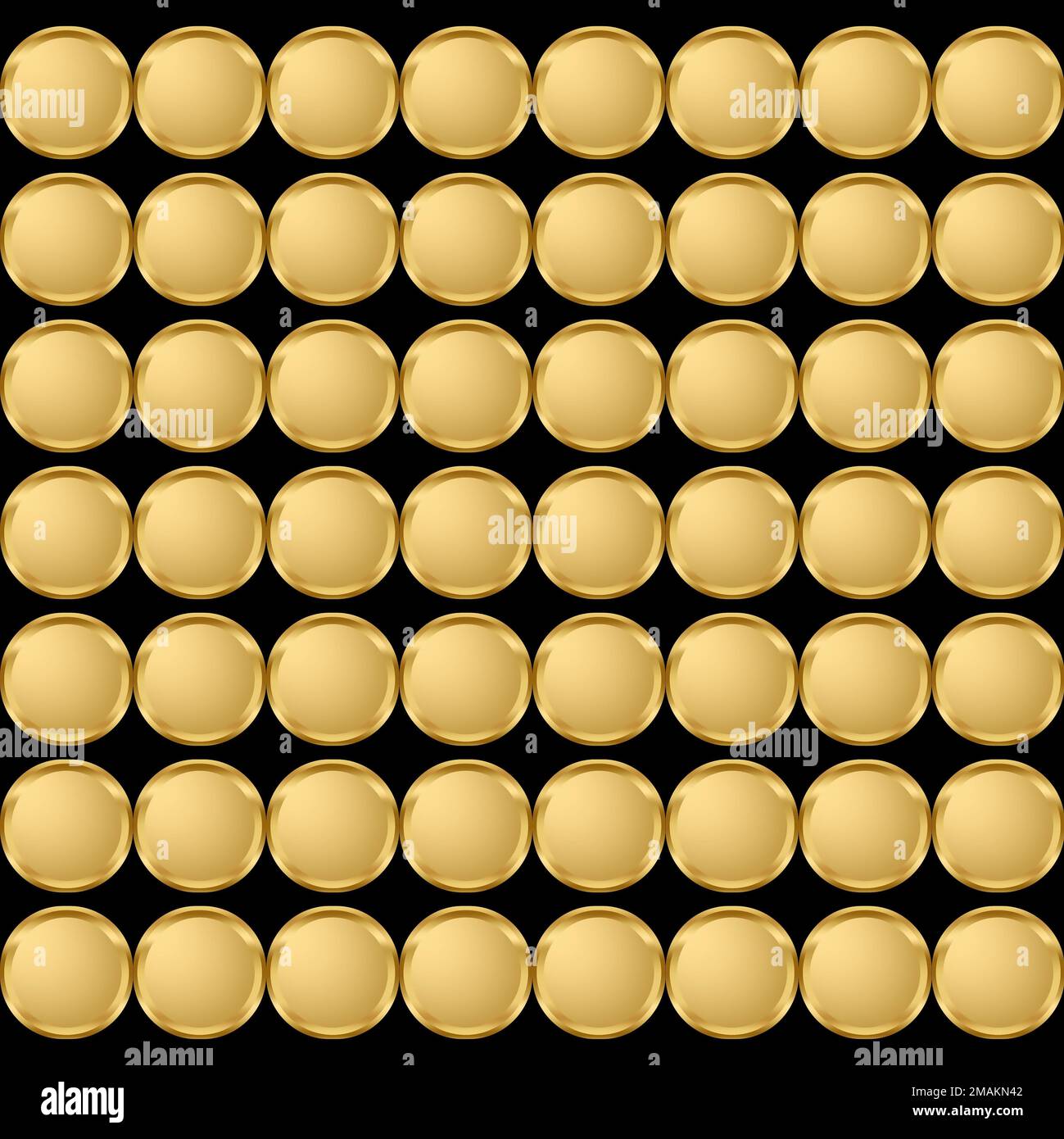 A digital illustration set of a round golden pattern on a black ...