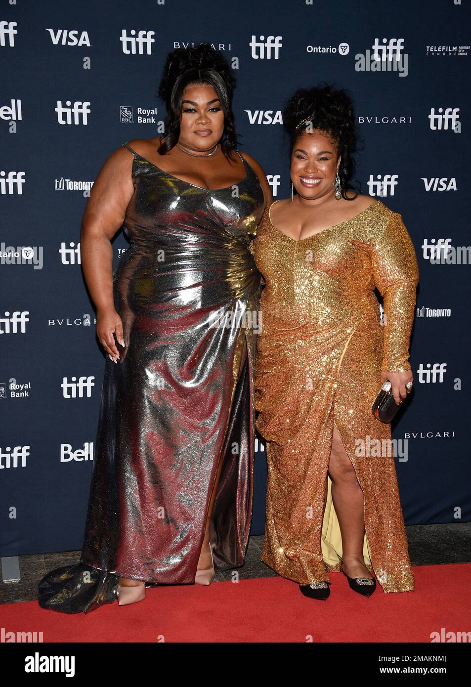 Da'Vine Joy Randolph, left, and Angie Thomas attend the premiere for ...
