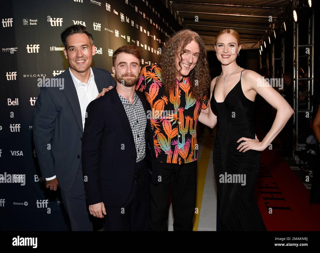 Director Eric Appel, left, Daniel Radcliffe, "Weird Al" Yankovic and ...