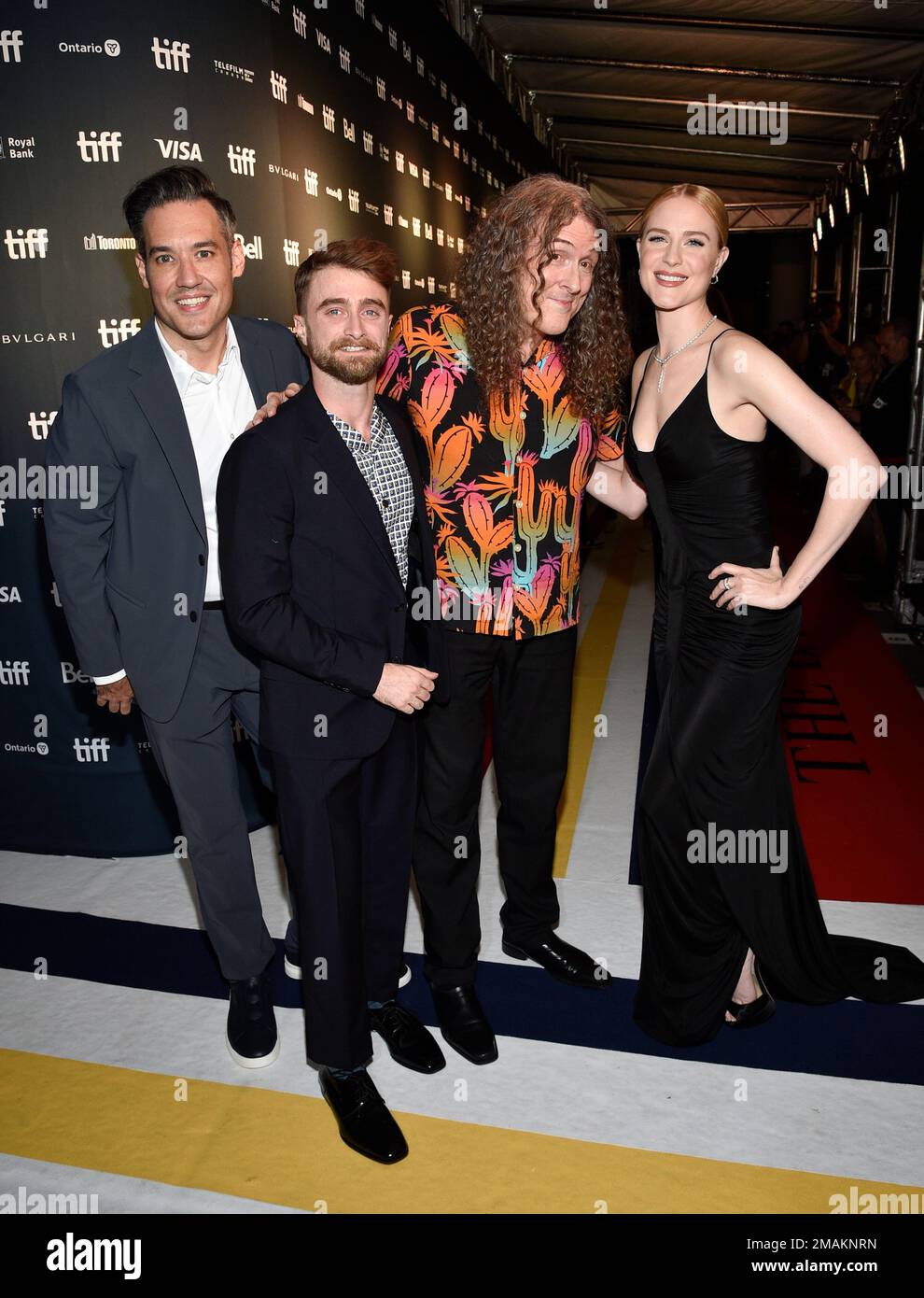 Director Eric Appel, left, Daniel Radcliffe, "Weird Al" Yankovic and ...