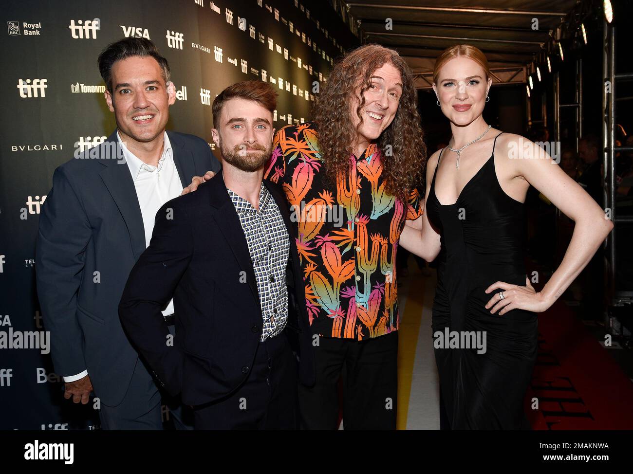 Director Eric Appel, left, Daniel Radcliffe, "Weird Al" Yankovic and ...