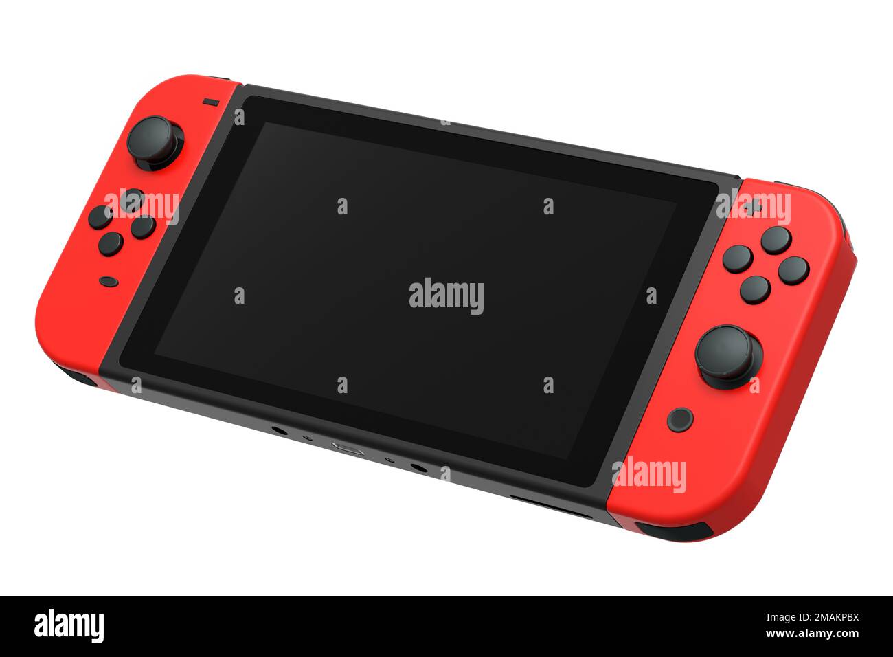 Realistic video game controllers attached to mobile phone on white ...