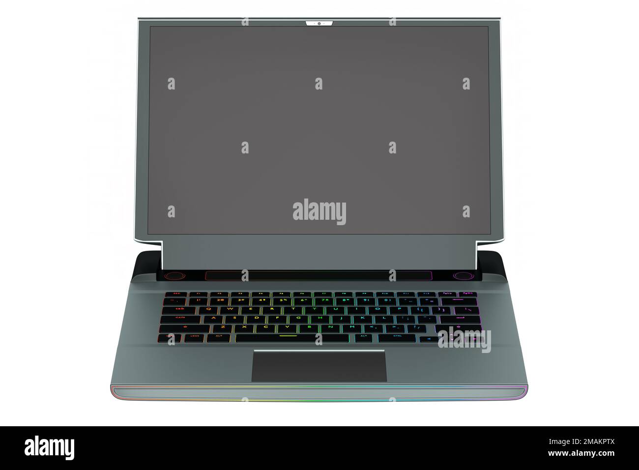 3d rendering of modern gaming colorful laptop on white background ...