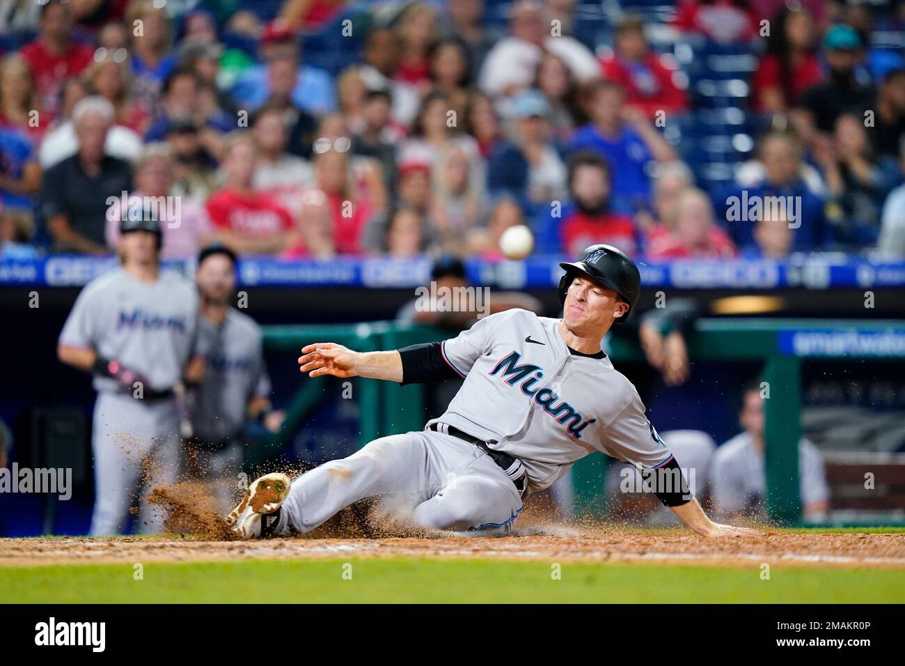 Miami Marlins' Joey Wendle plays during a baseball game, Thursday, Sept ...