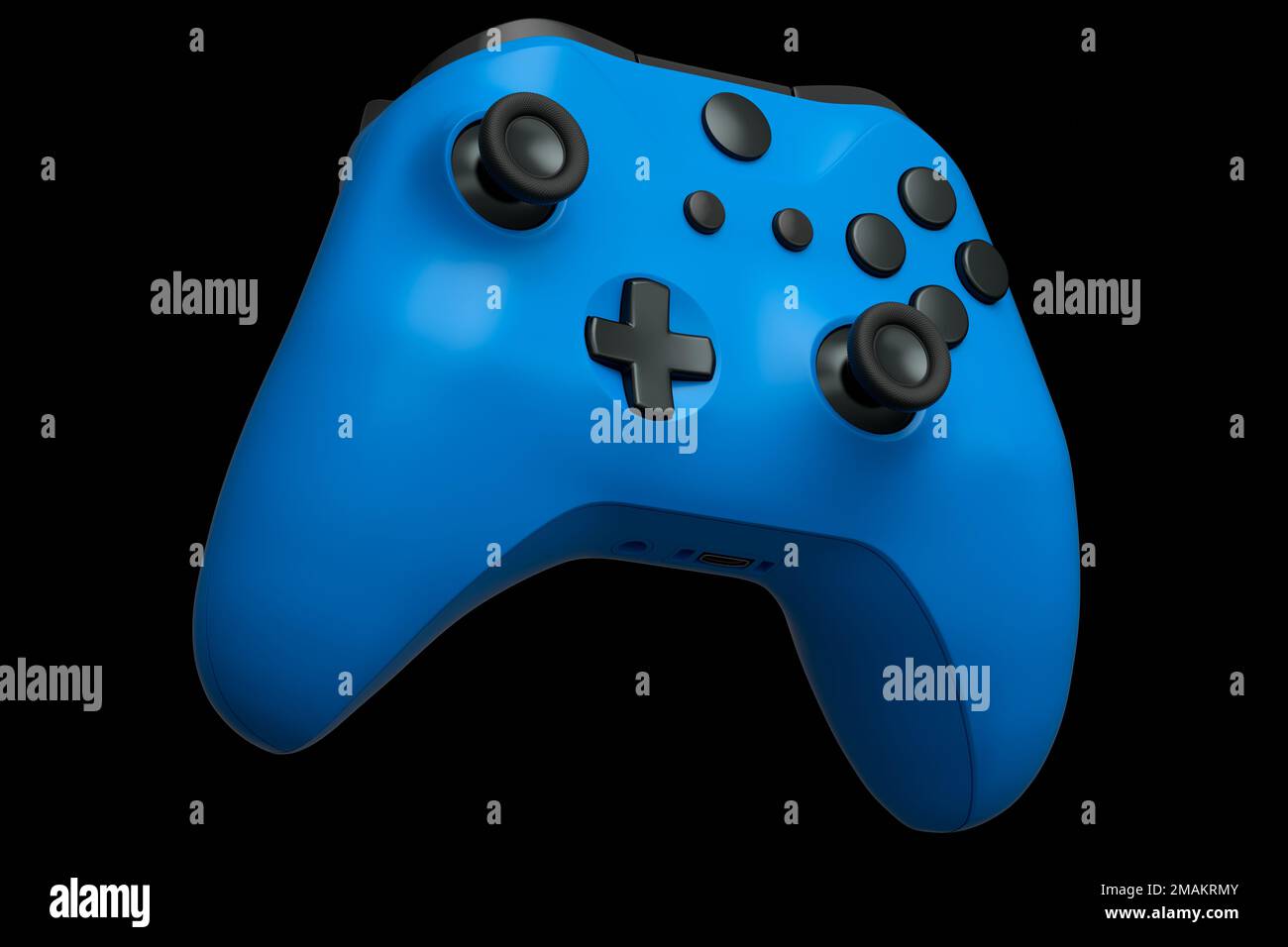 Realistic blue joystick for video game controller on black background ...