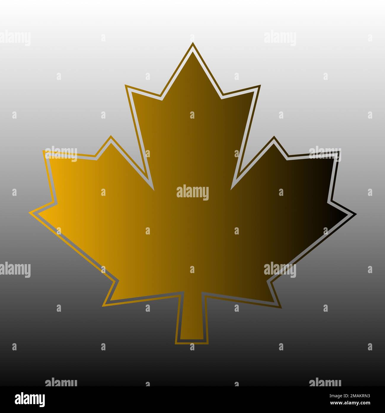 A golden metallic maple leaf isolated on a gray background Stock Photo ...
