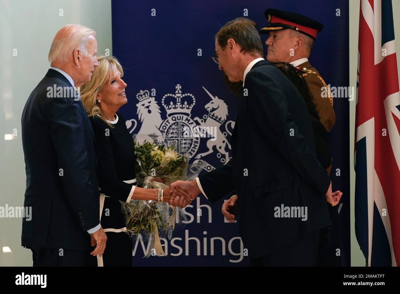 President Joe Biden and first lady Jill Biden greet Charles Roxburgh ...