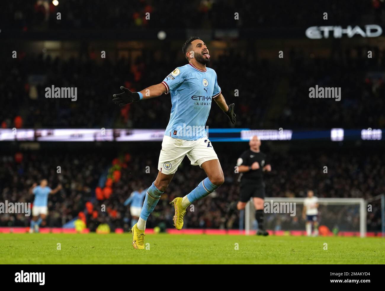 Manchester City's Riyad Mahrez celebrates scoring their side's fourth ...
