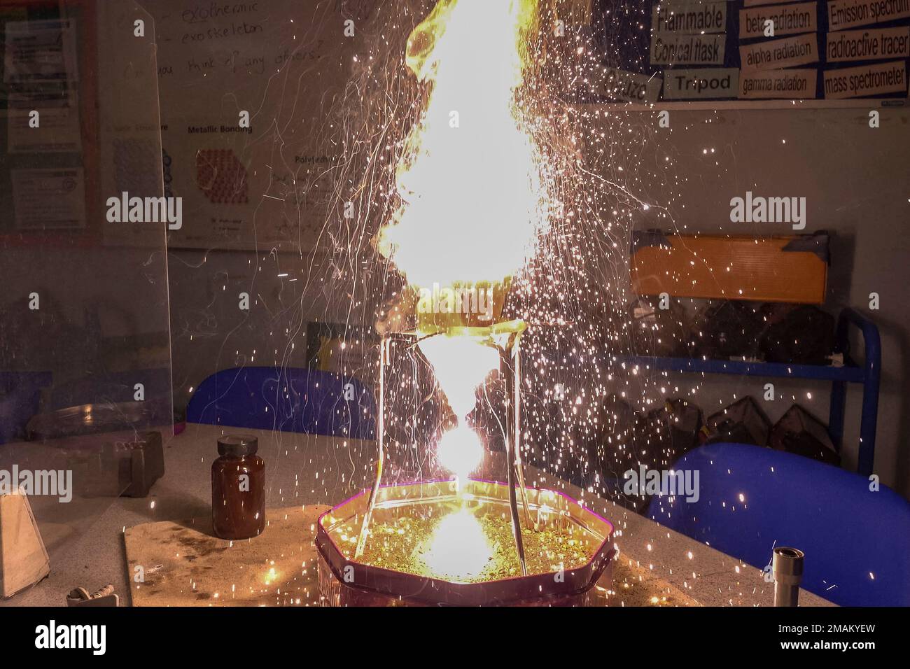 A Thermite Reaction Iron Iii Oxide And Aluminium Powder In A Uk