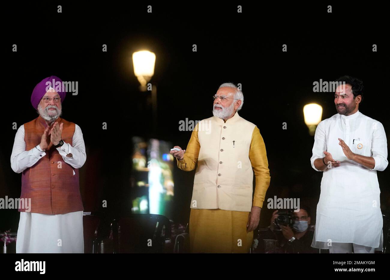 Indian Prime Minister narendra Modi, centre, inaugurates the revamped ...