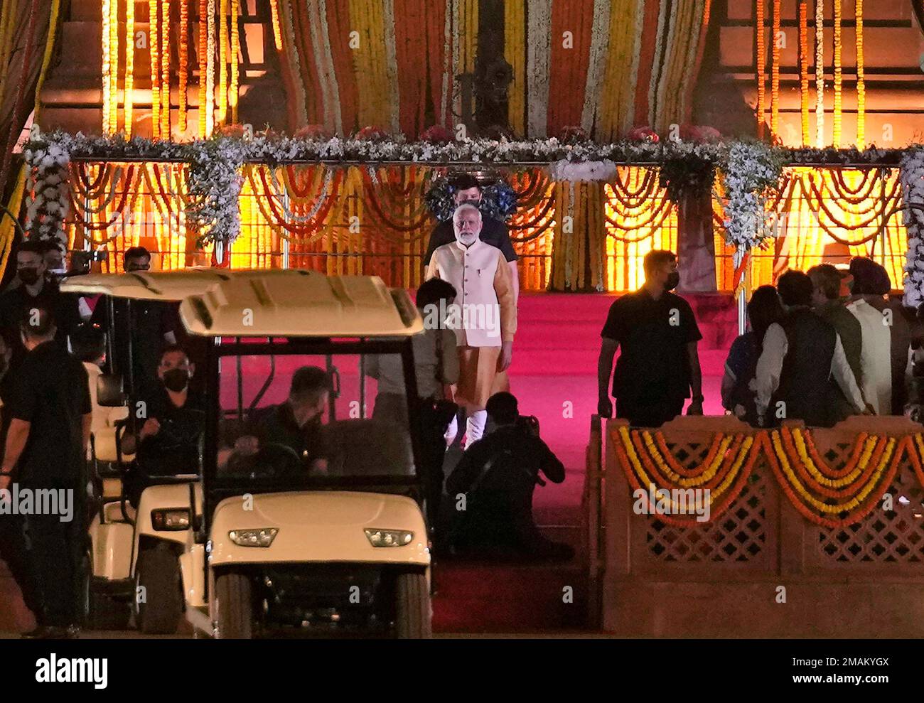 Indian Prime Minister narendra Modi returns after unveiling a statue of ...