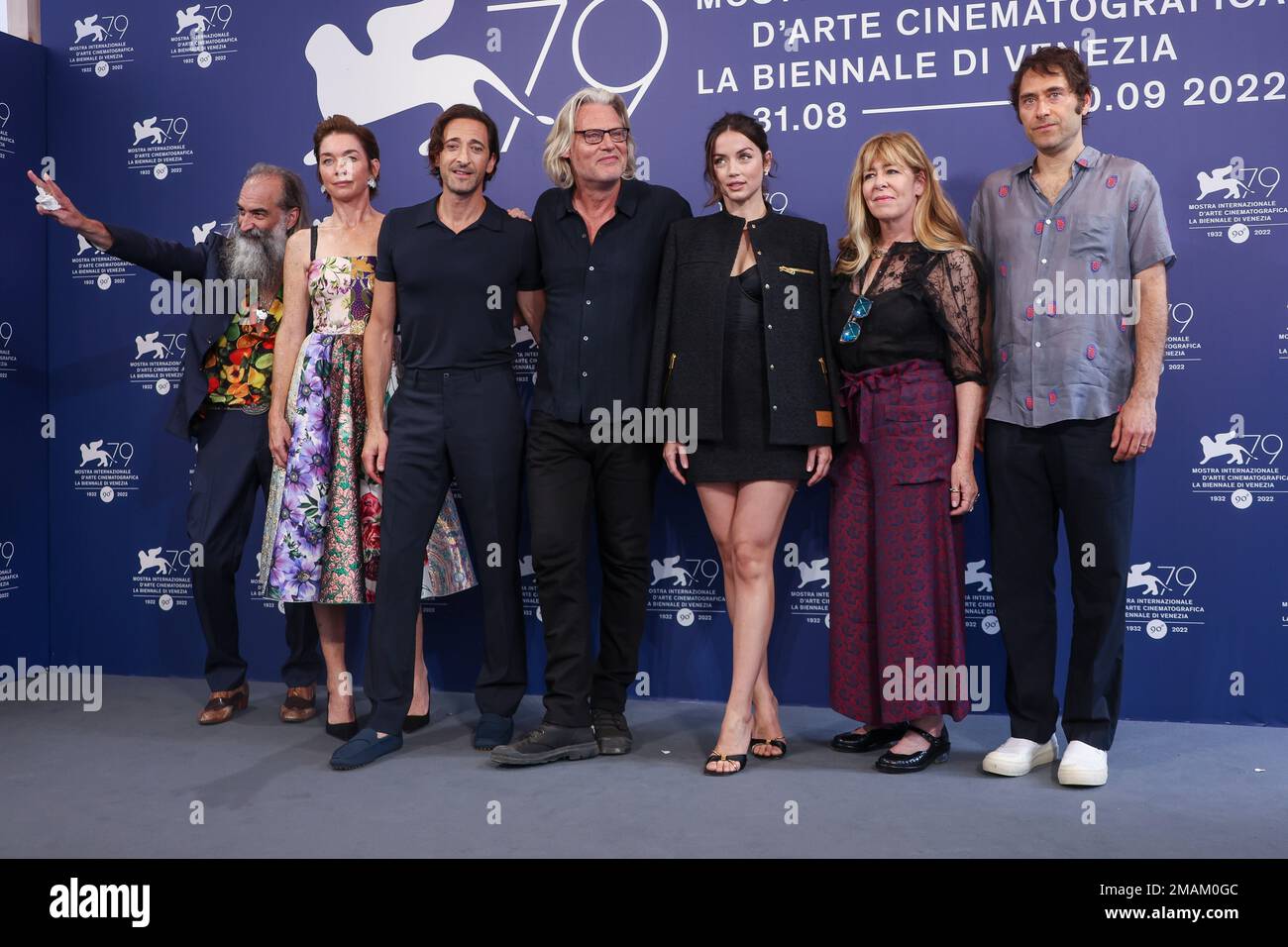 Warren Ellis, from left, Julianne Nicholson, Adrien Brody, director ...