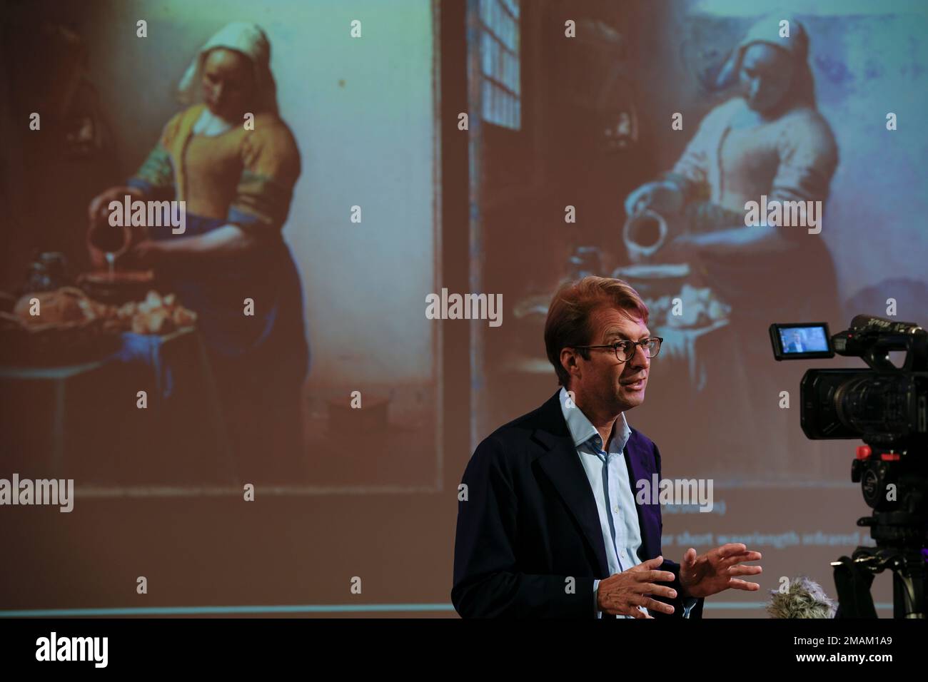 Rijksmuseum director Taco Dibbits is interviewed in front of a ...