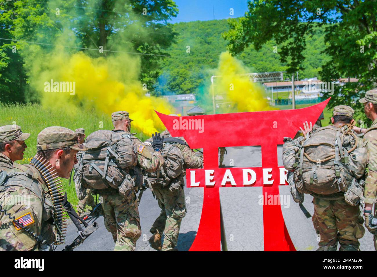 Cadets with the United States Military Academy tap the symbol of 1st ...