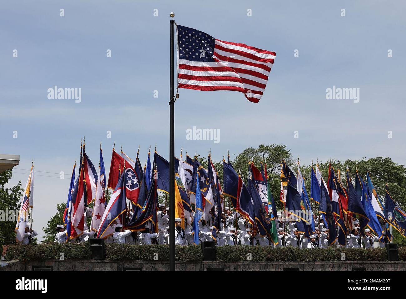 Navy recruits from Navy Recruit Training Command, Great Lakes, carry ...