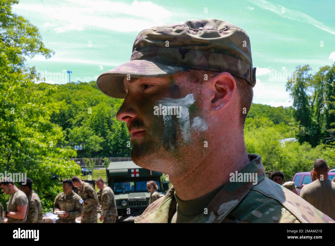 A cadet with United States Military Academy shows his support for the ...