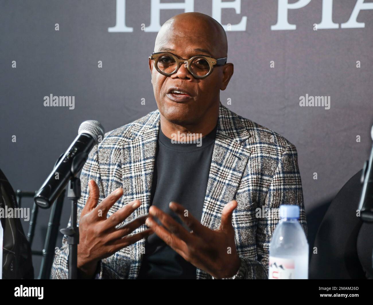 Actor Samuel L. Jackson attends a press conference for "The Piano ...