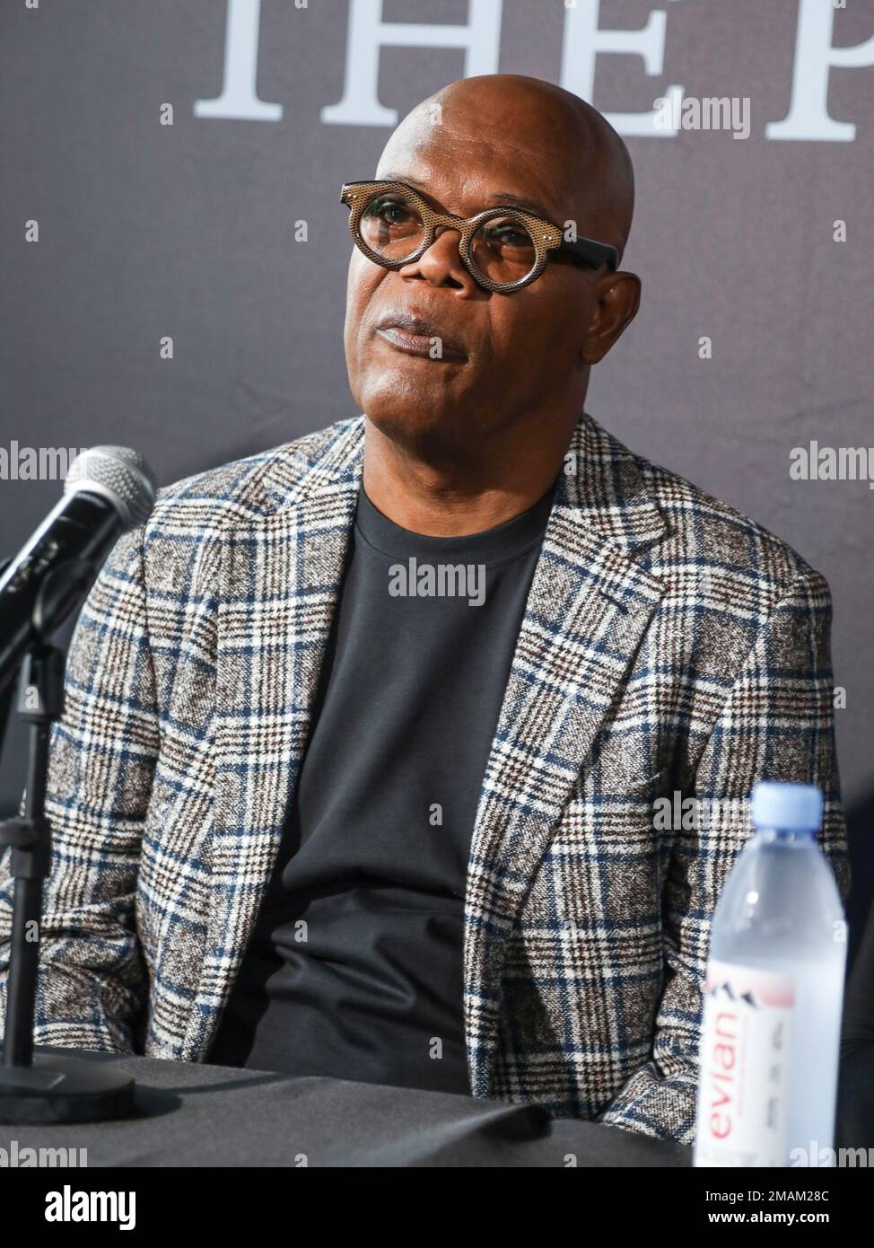 Actor Samuel L. Jackson attends a press conference for "The Piano ...