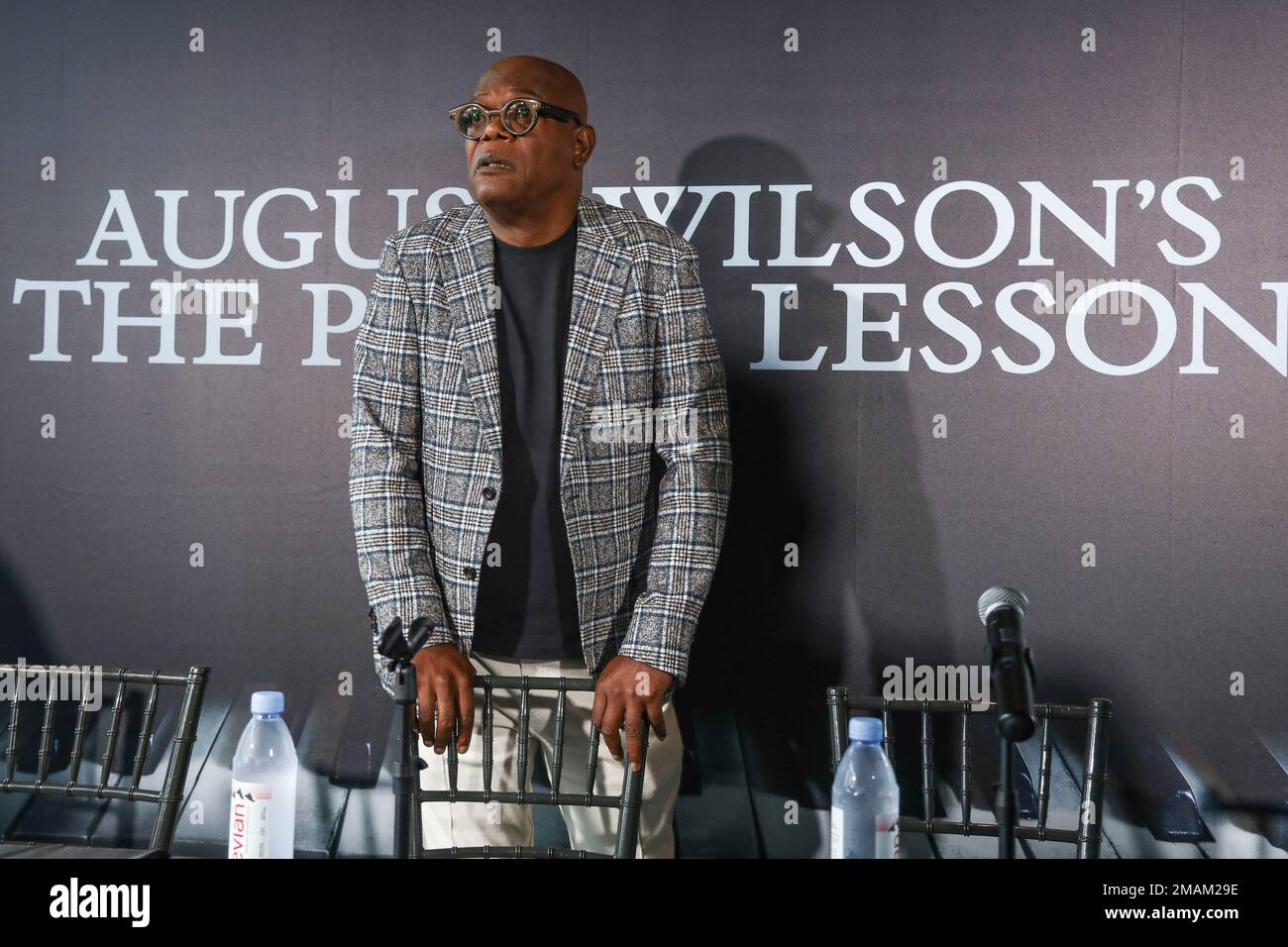 Actor Samuel L. Jackson attends a press conference for "The Piano ...