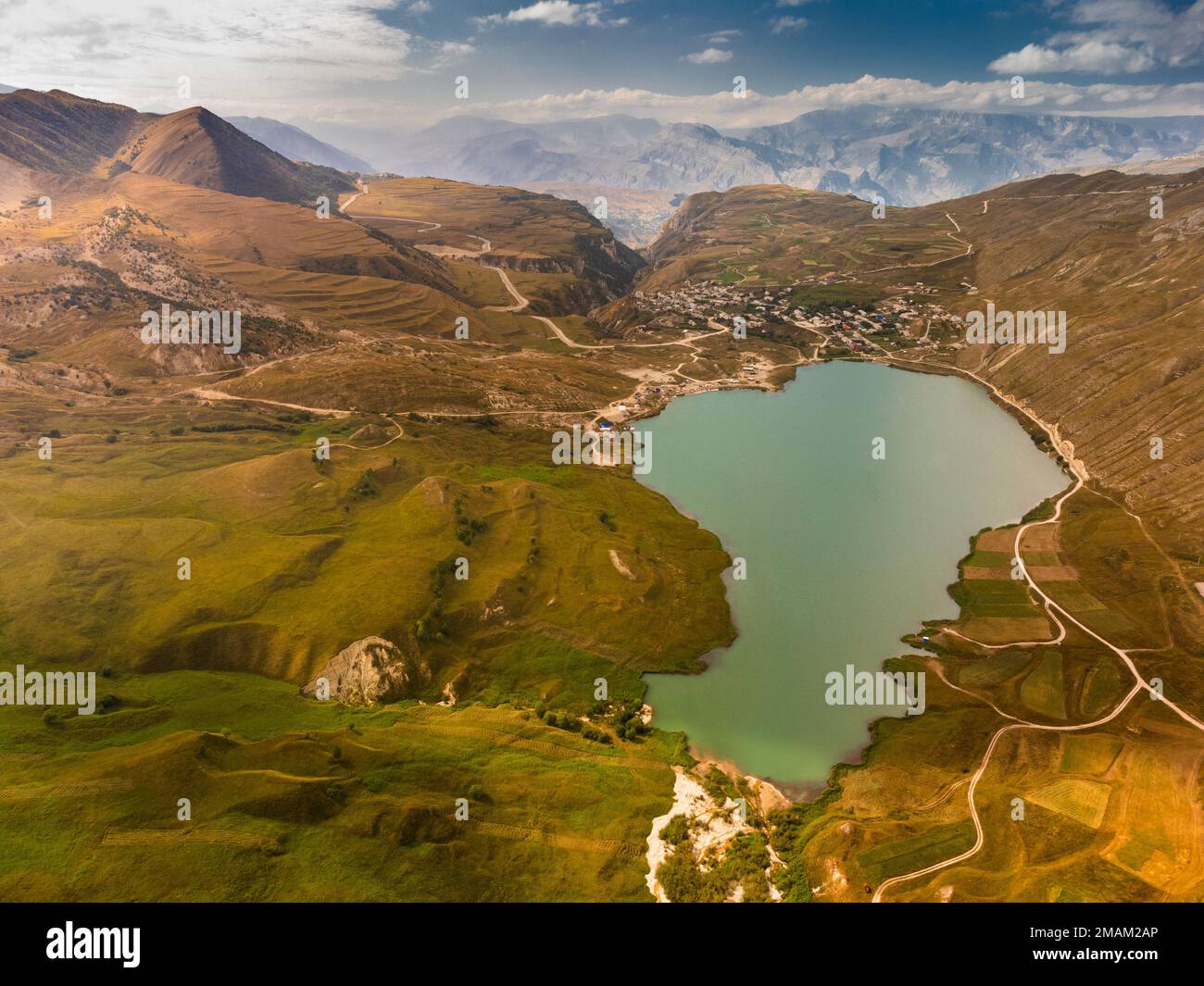 Lake Mochokh in the Republic of Dagestan, Russia. Gorge and ridges ...