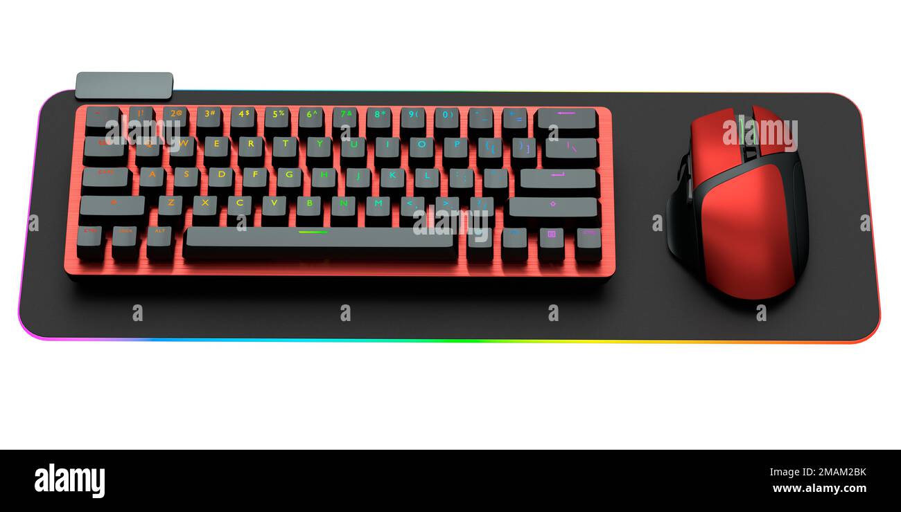 Computer keyboard and mouse on professional pad isolated on white ...