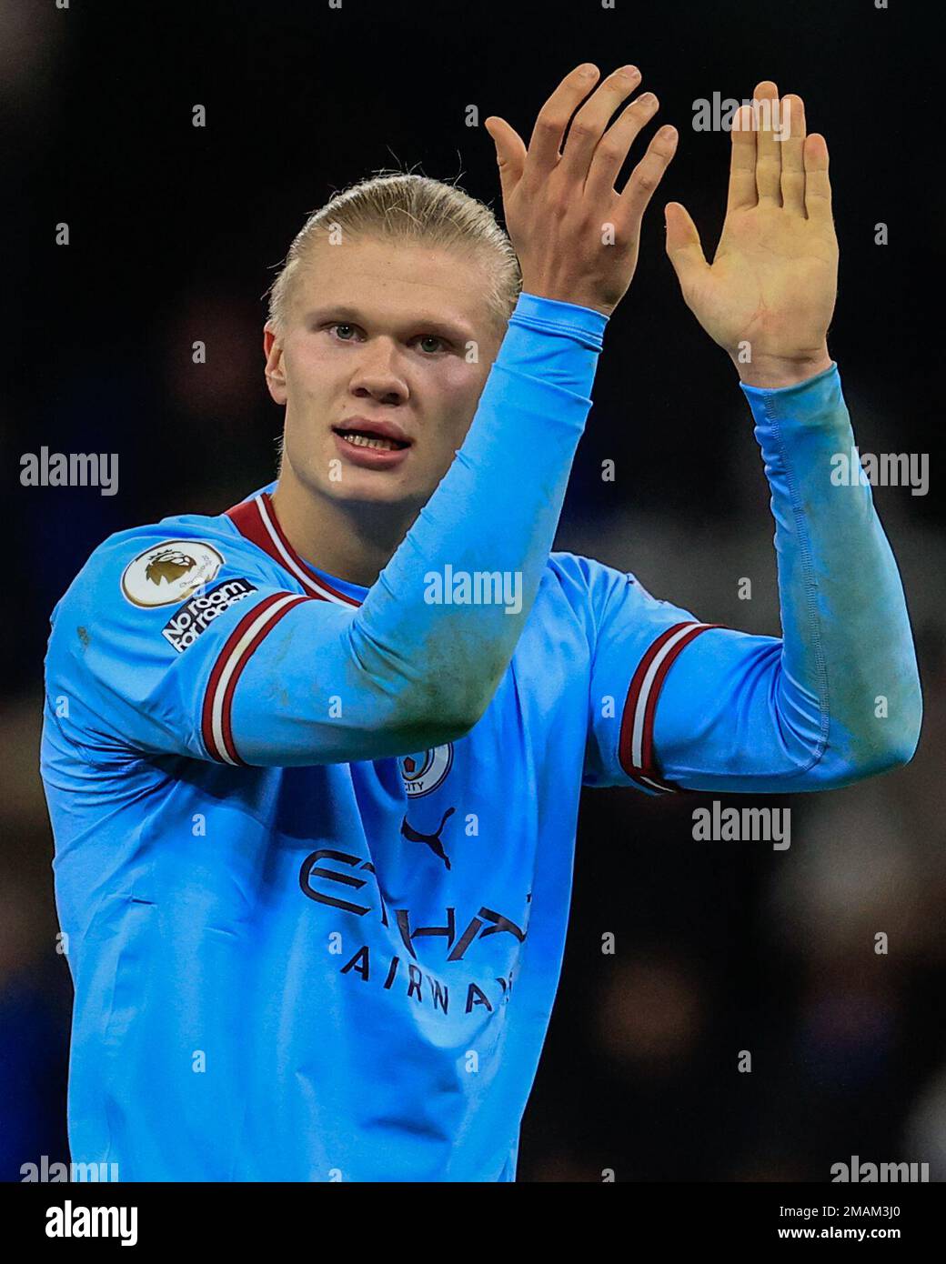 Erling Håland #9 of Manchester City celebrates the win during the ...