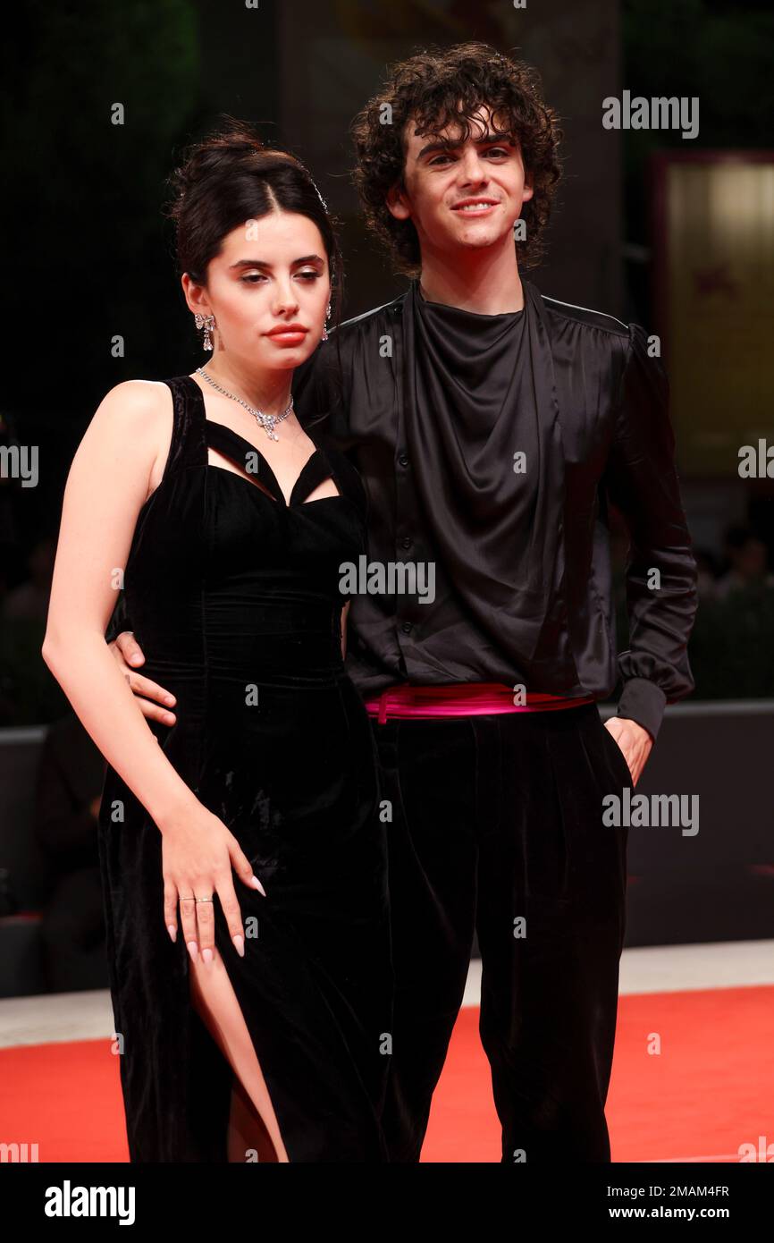 Morgan Cohen, left, and Jack Dylan Grazer pose for photographers upon ...