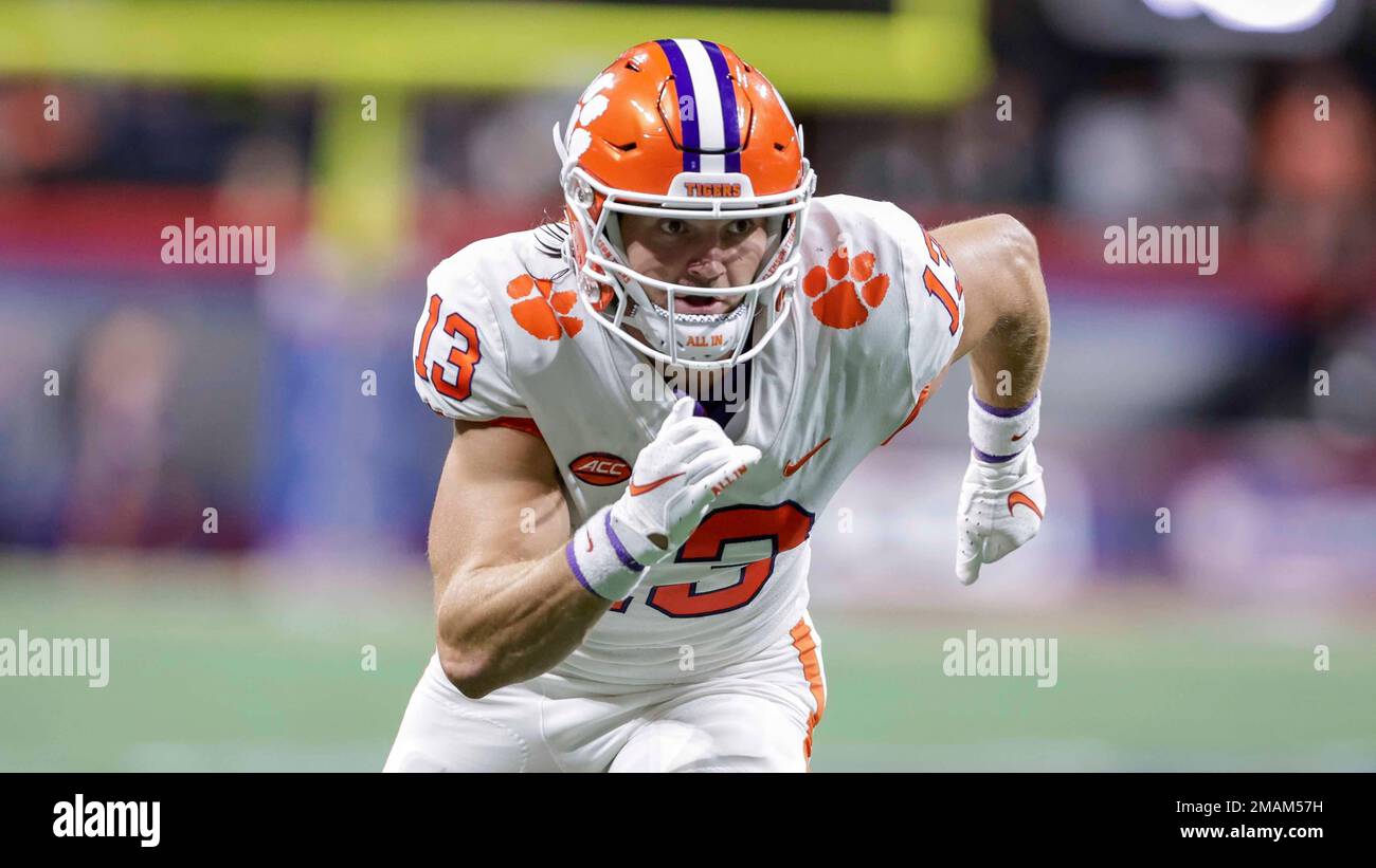 Clemson's Brannon Spector (13) runs a route during the first half of an ...