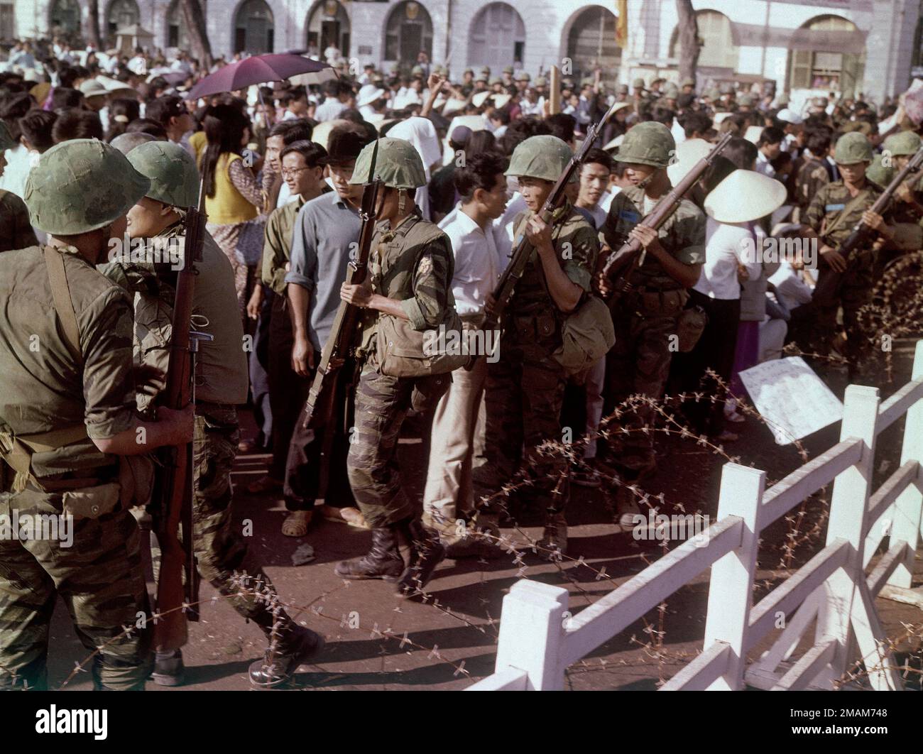 South Vietnamese Marines attempt to disperse a student demonstration in ...