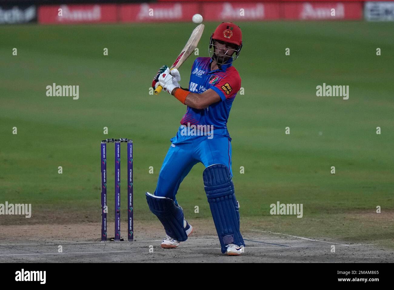 Afghanistan's Ibrahim Zadran bats during the T20 cricket match of Asia ...