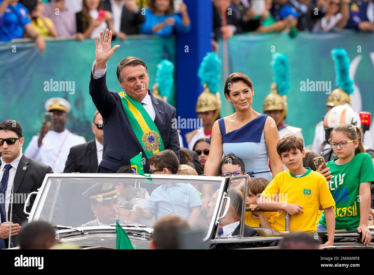 Brazil's President Jair Bolsonaro and his wife Michelle Bolsonaro ...