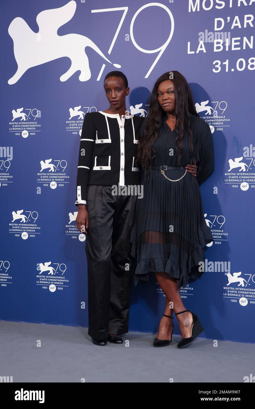 Kayije Kagame, left, and Guslagie Malanda pose for photographers upon ...