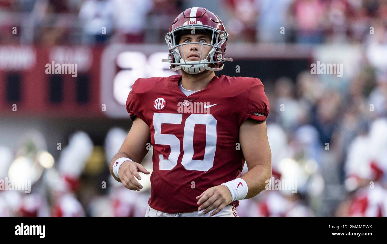 Alabama long snapper Gabe Pugh (50) during an NCAA football game on ...