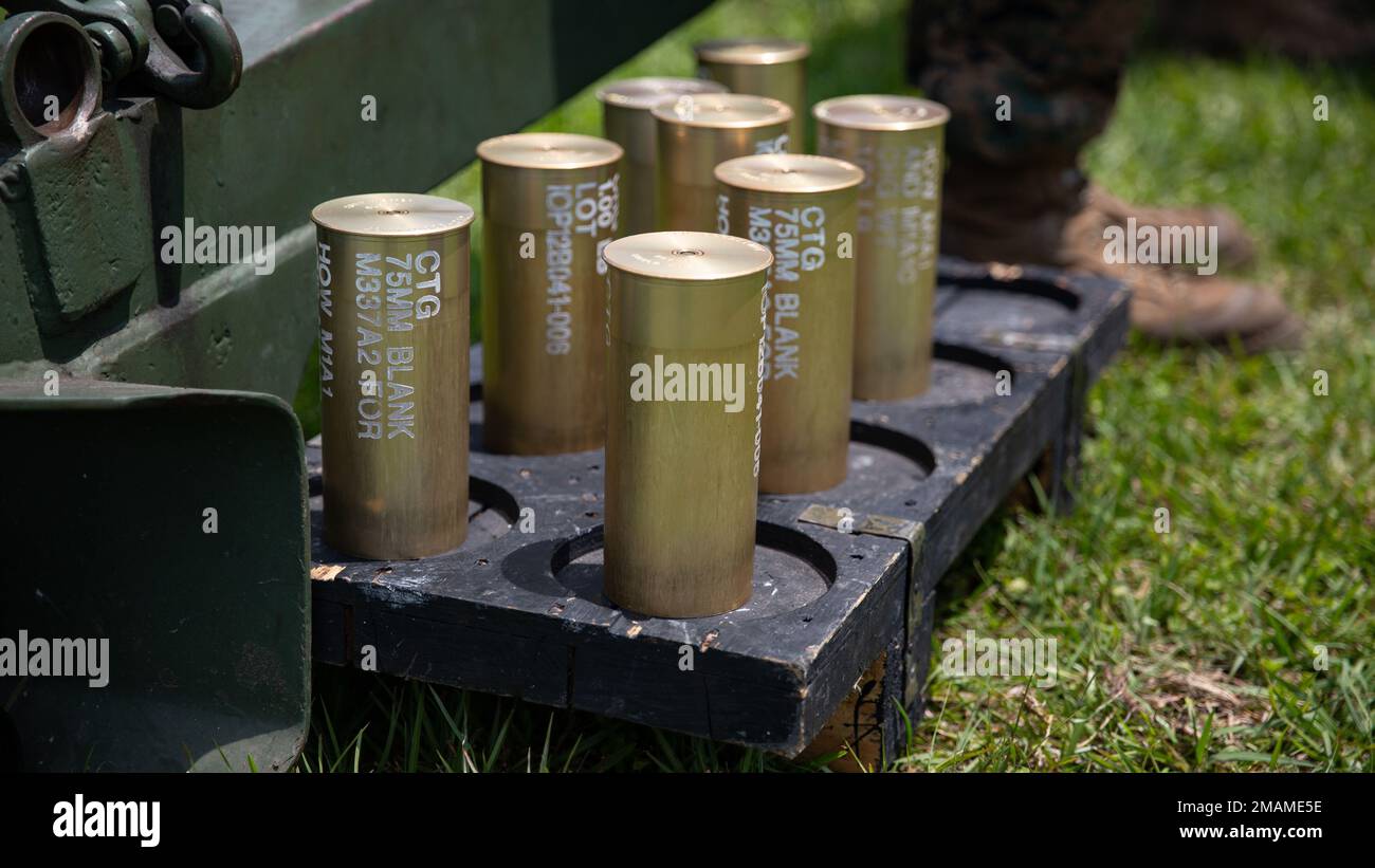 Artillery shells lay next to an M2A2 Howitzer during a 21-Minute Gun ...
