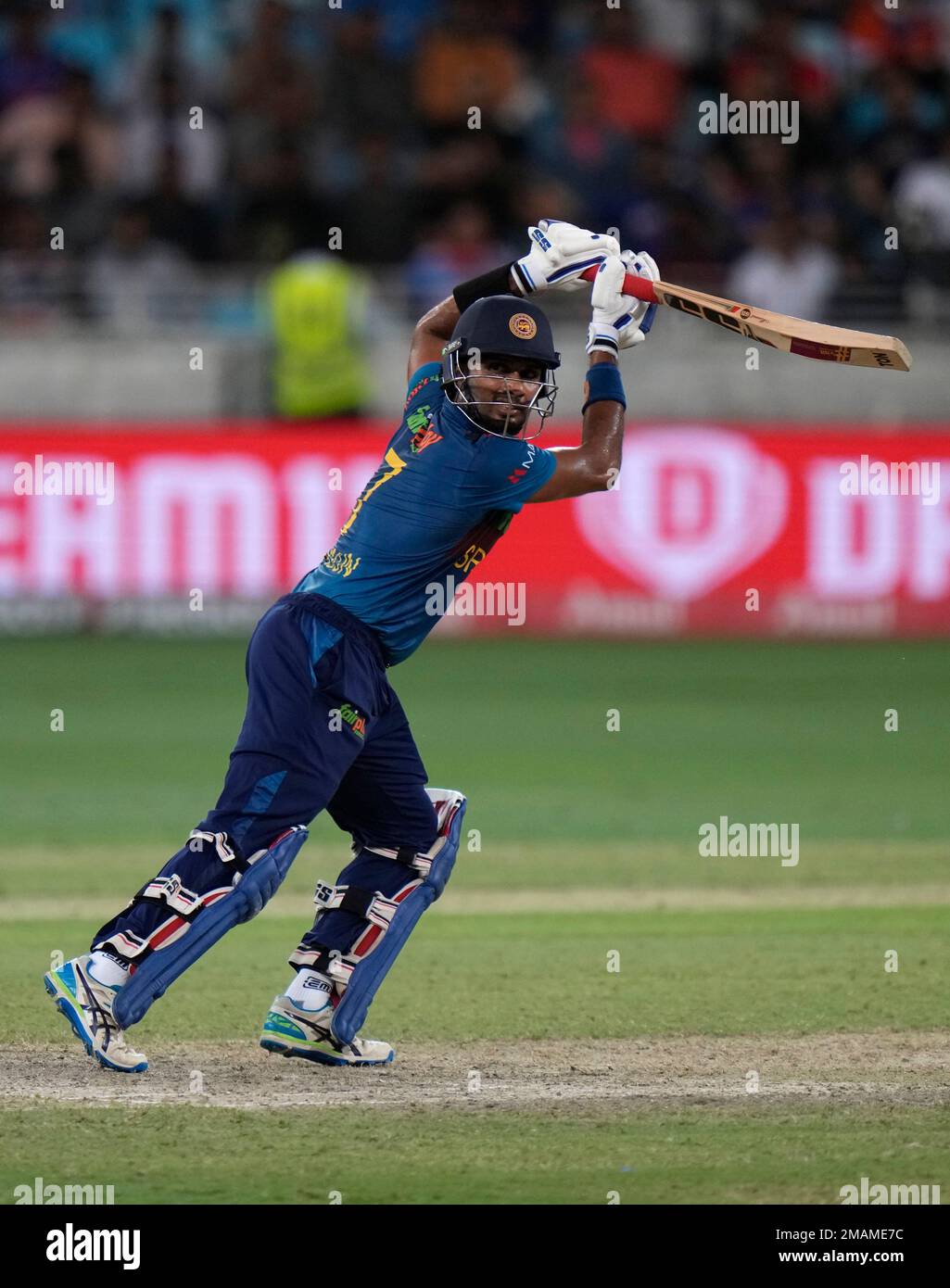 Sri Lanka's captain Dasun Shanaka bats during the T20 cricket match of ...