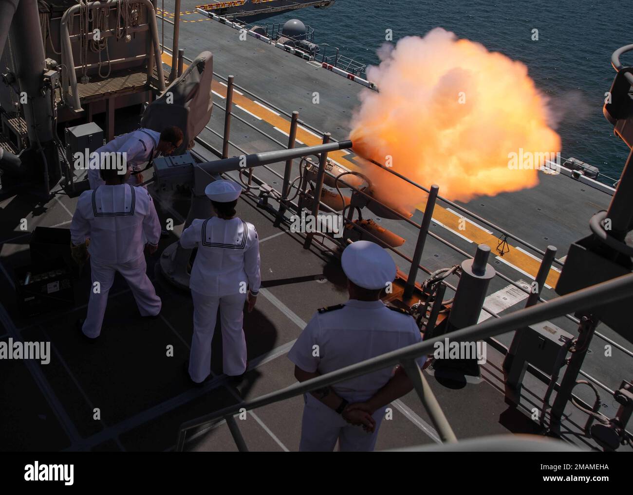 220530-N-IV962-1051 SAN DIEGO (May 30, 2022) – Sailors fire an MK 11 ...