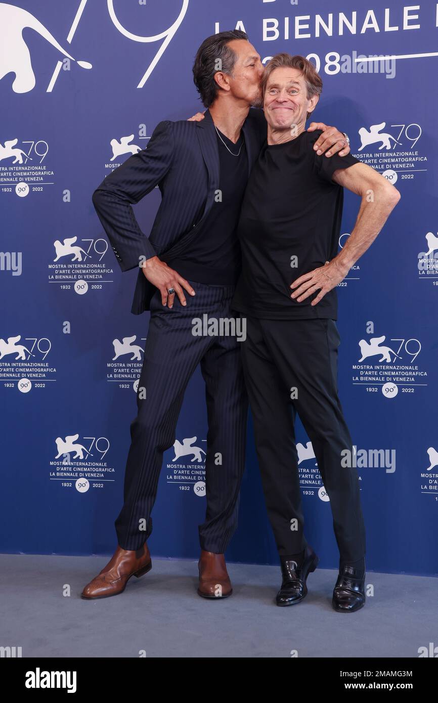 Willem Dafoe, left, and Benjamin Bratt pose for photographers at the ...