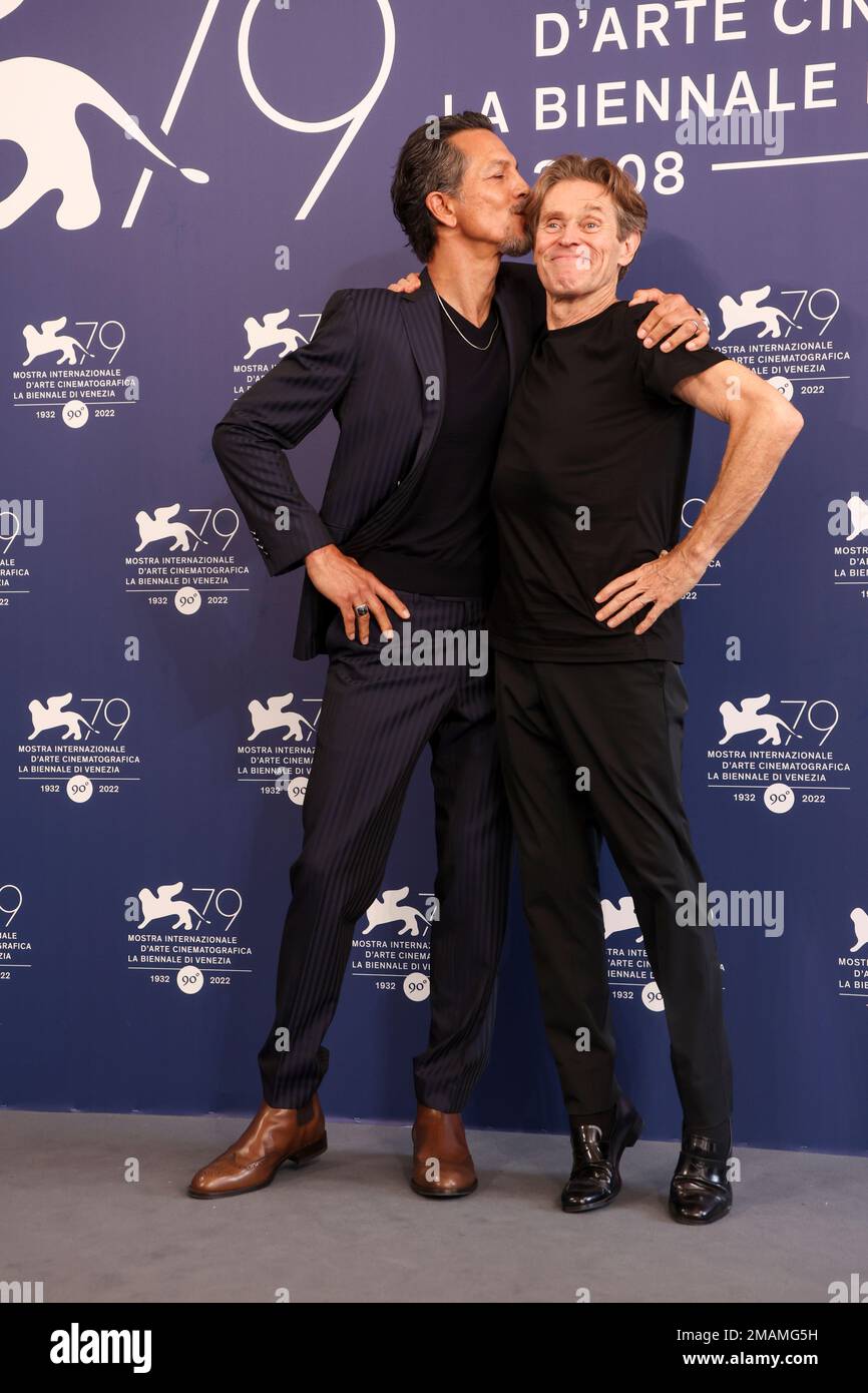 Willem Dafoe, left, and Benjamin Bratt pose for photographers at the ...