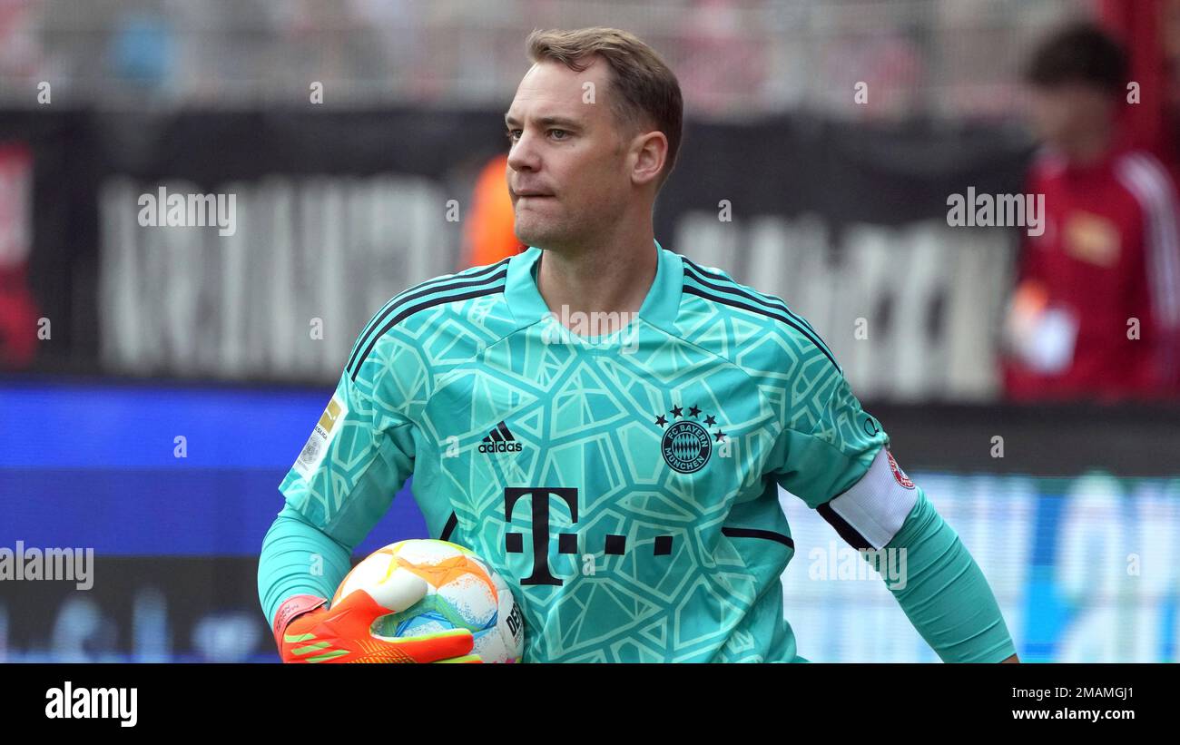 Bayern's goalkeeper Manuel Neuer holds the ball during the German ...