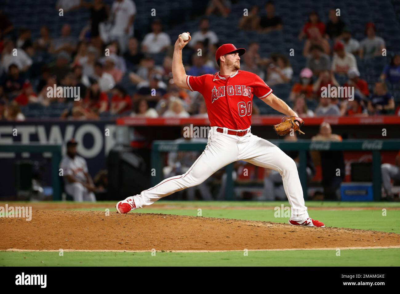 Los Angeles Angels relief pitcher Andrew Wantz (60) throws to a Detroit ...