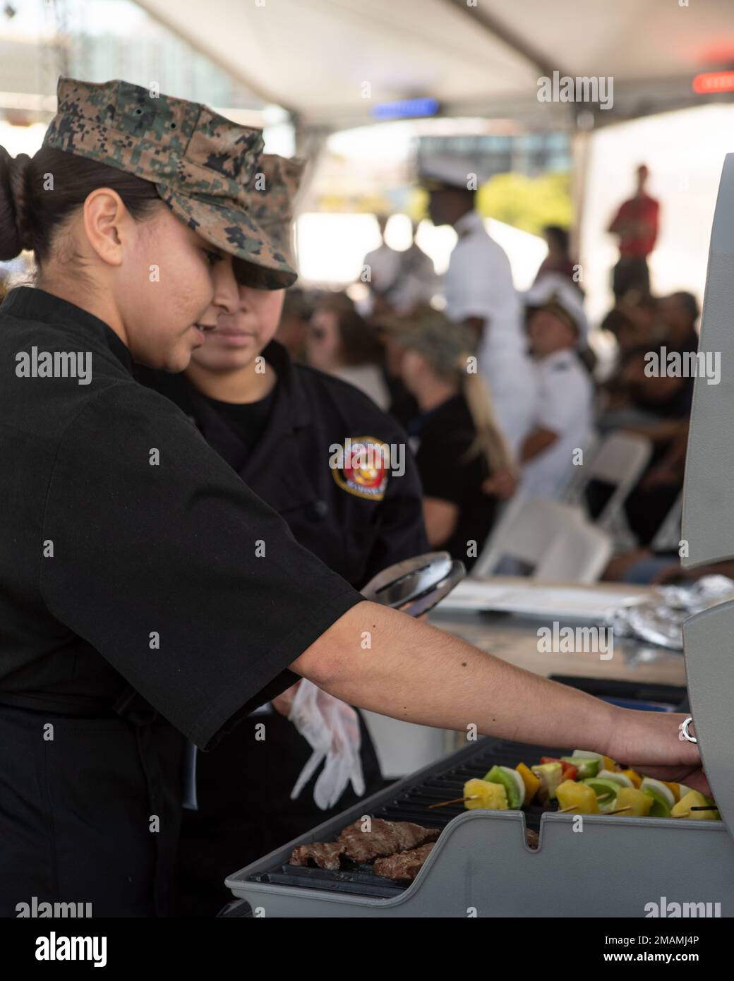 U.S. Marine food service specialists assigned to Combat Logistics ...
