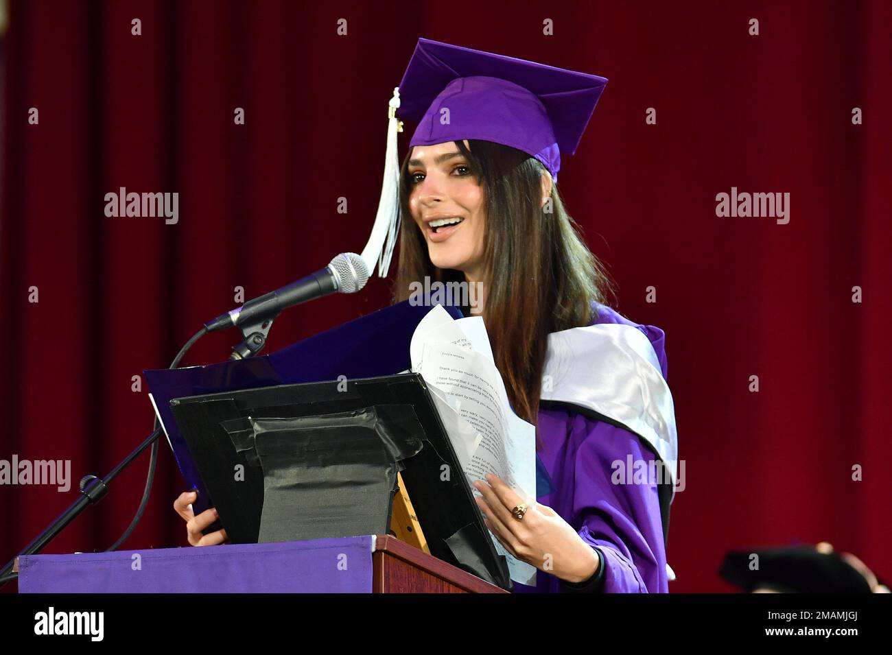 Model and author Emily Ratajkowski delivers the commencement speech at ...