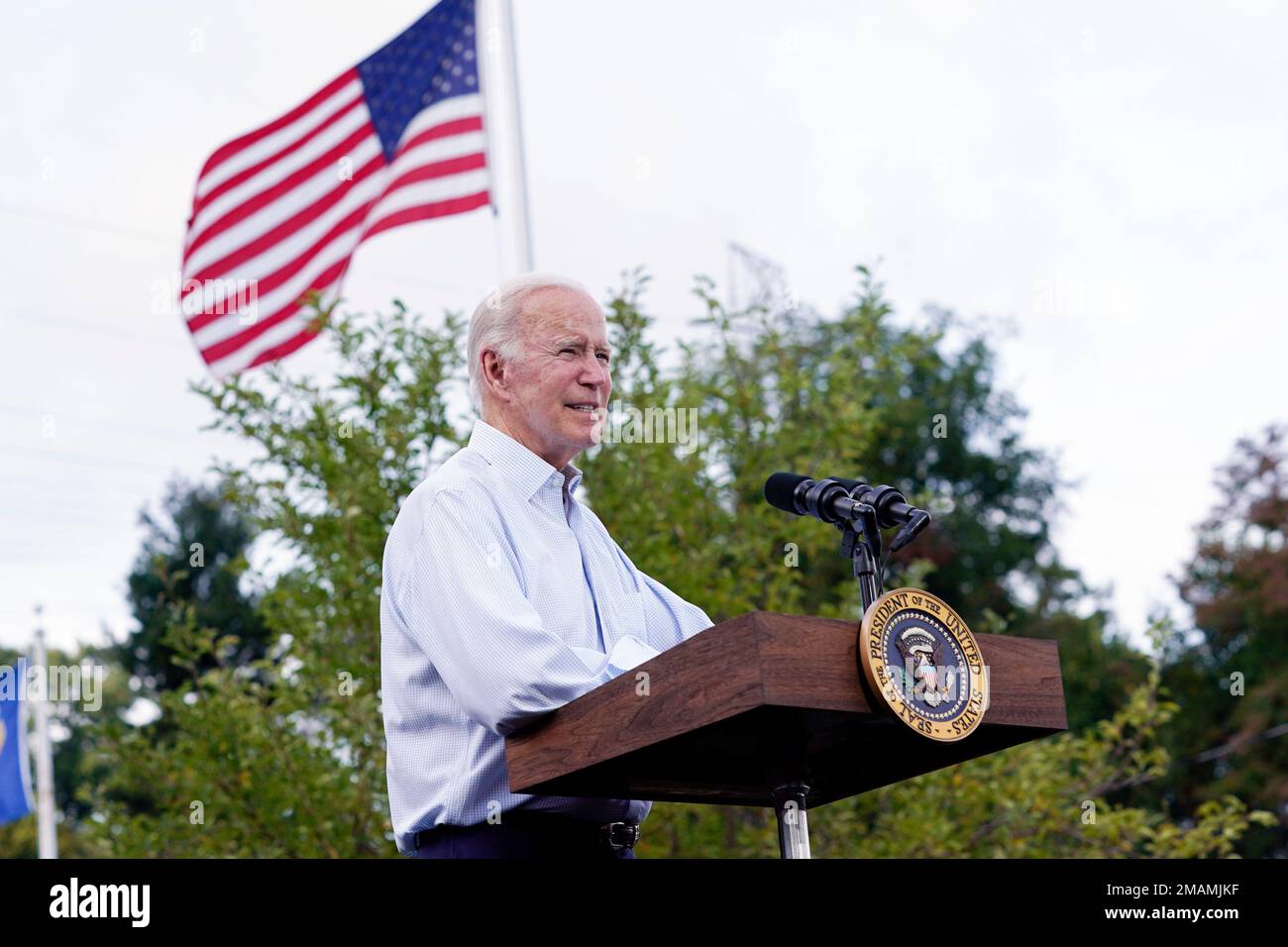 President Joe Biden speaks at a United Steelworkers of America Local ...