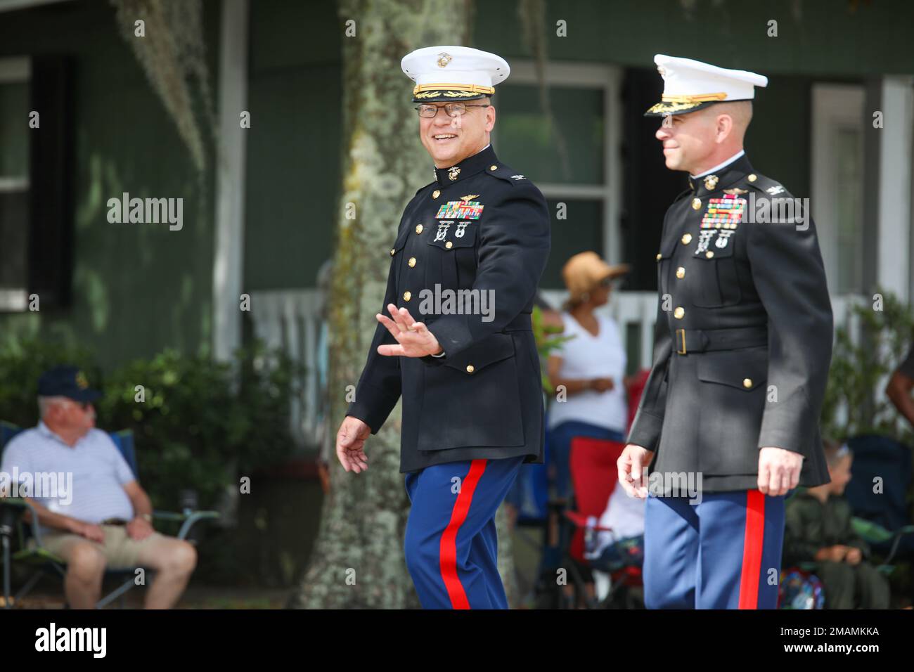 U.S. Marine Corps Col. Karl R. Arbogast, left, commanding officer ...