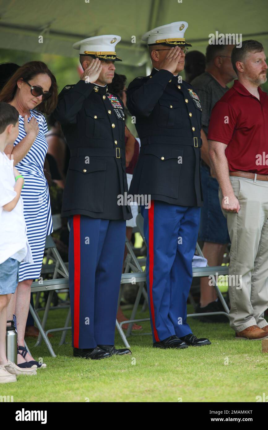 U.S. Marine Col. Timothy R. Dremann, left, chief of staff, Marine Corps ...