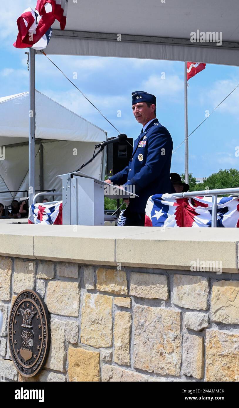 10th Air Force commander, Maj. Gen. Bryan Radliff, delivers the ...